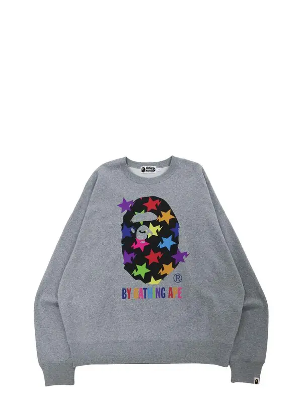 BAPE Sta Pattern Loose Fit Crewneck Sweatshirt - Grey