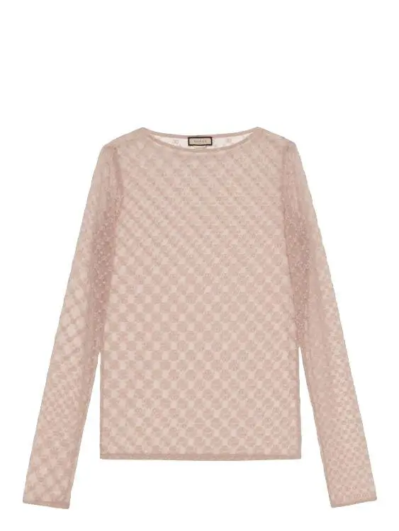 Gucci Gg Star Tulle Top - Beige