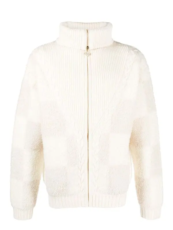 Casablanca Checked Bouclé Cardigan - Light Beige