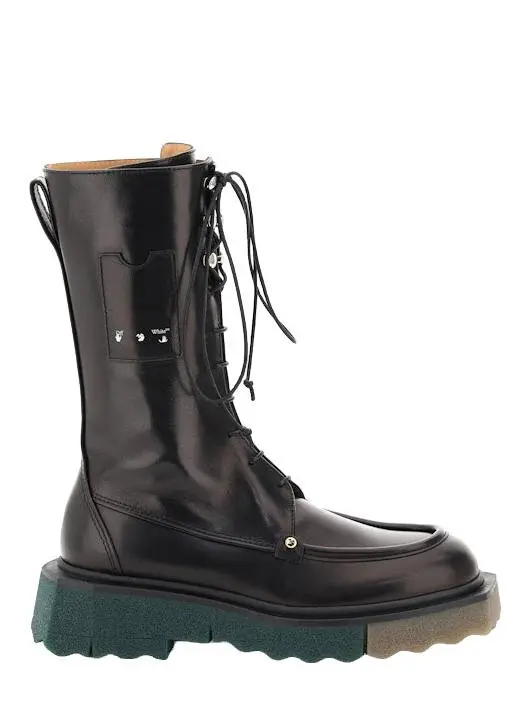 Off-White Sponge Combat Boots - Black/green