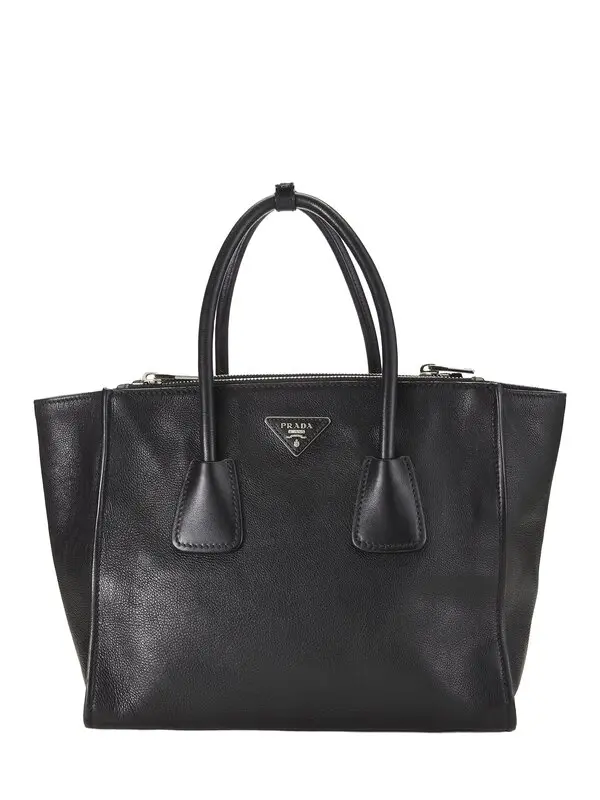 Prada Calfskin Trapeze Tote - Black