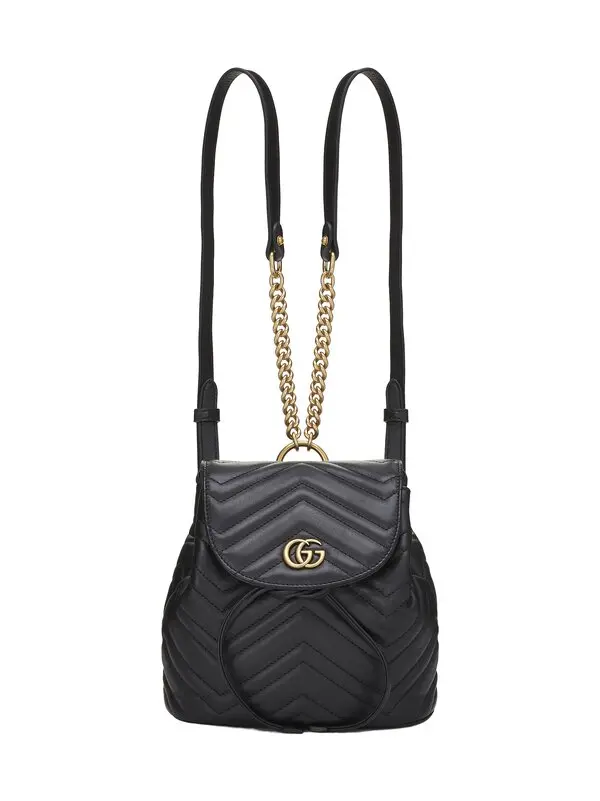 Gucci Leather Gg Marmont Backpack - Black