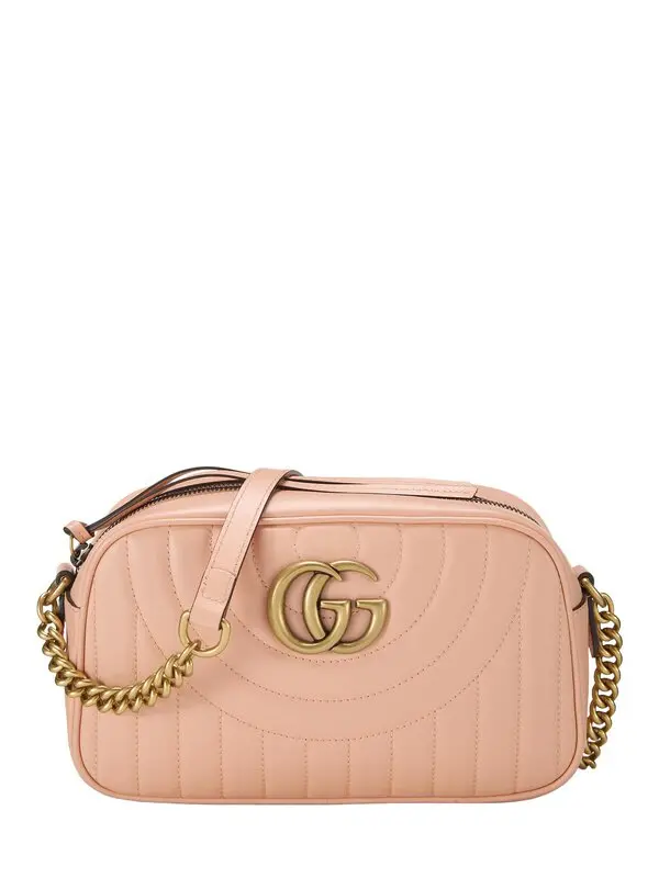 Gucci Leather Gg Marmont Crossbody Bag - Pink