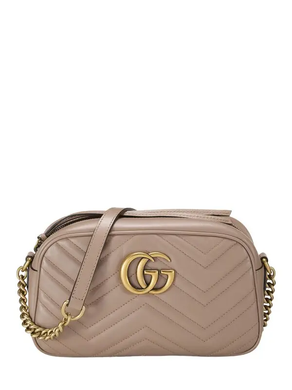 Gucci Leather Gg Marmont Crossbody Bag - Pink