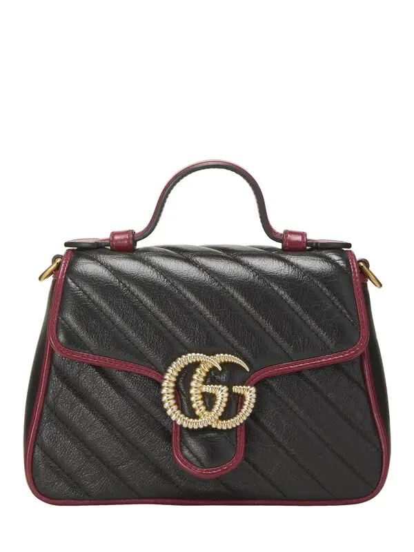 Gucci Leather Torchon Gg Marmont Top Handle Bag - Black