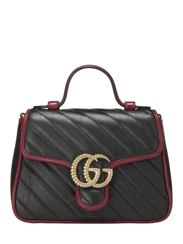 Gucci Leather Torchon Gg Marmont Top Handle Bag - Black