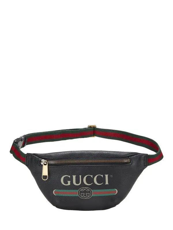 Gucci Leather Logo Print Belt Bag - Black
