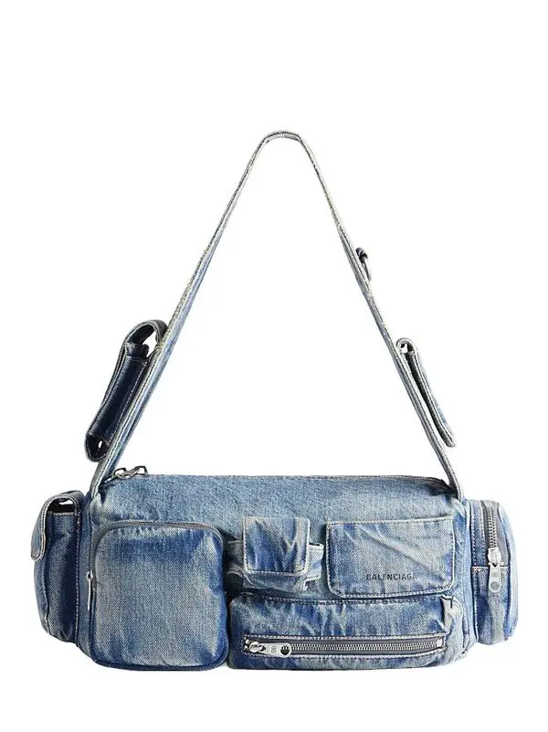 Balenciaga Superbusy Small Sling Bag Denim - Blue