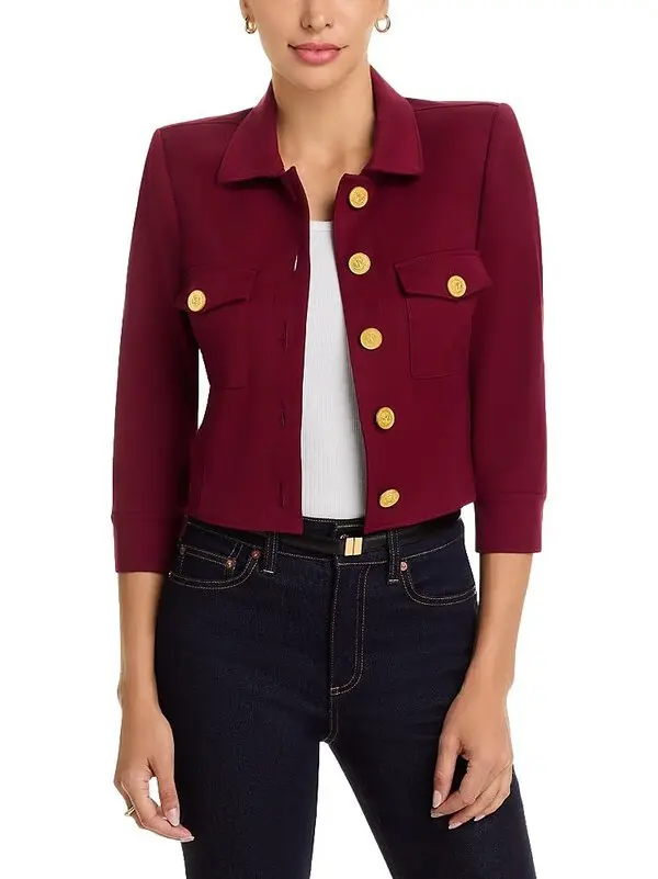 L'Agence Kumi Cropped Jacket - Black Cherry