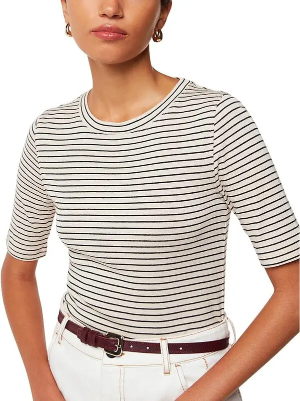 Whistles Striped Round Neck Tee - Navy/multi