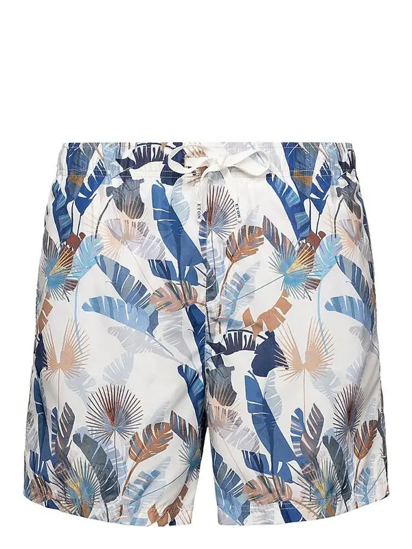 Eton Printed 5" Swim Trunks - Blue