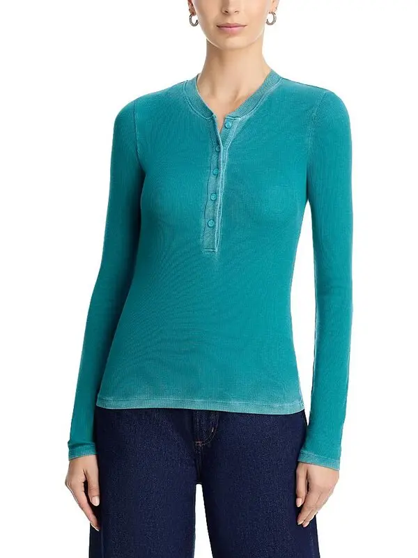 Cotton Citizen Verona Henley Top - Jade Mist