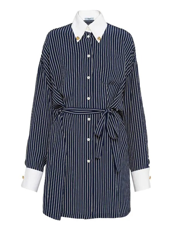 Prada Striped Silk Shirt - Blue