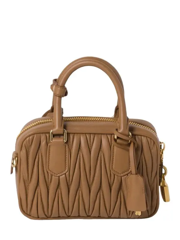 Miu Miu Arcadie Matelassé Leather Shoulder Bag - Brown