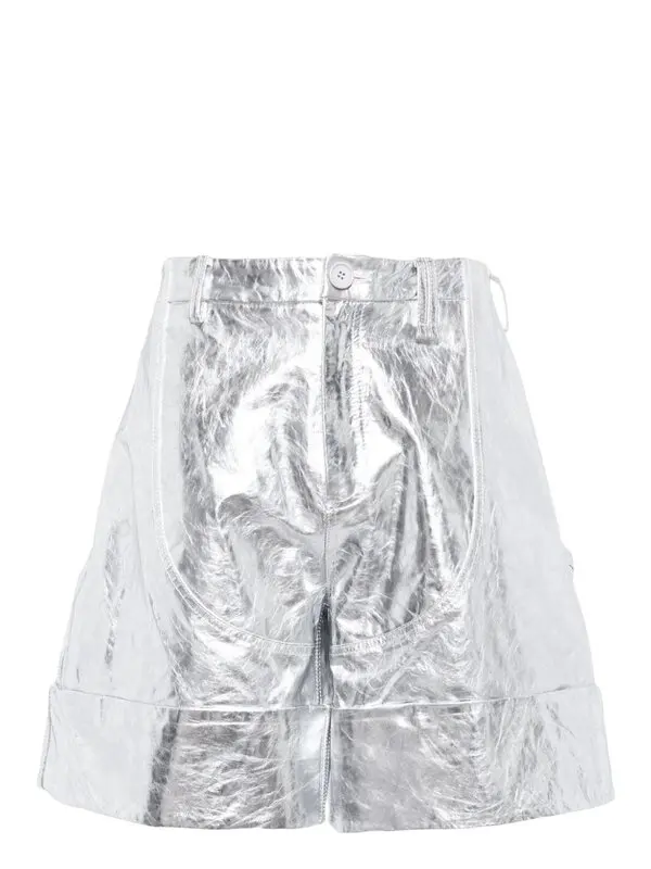 Simone Rocha Crinkled A-line Leather Shorts - Silver