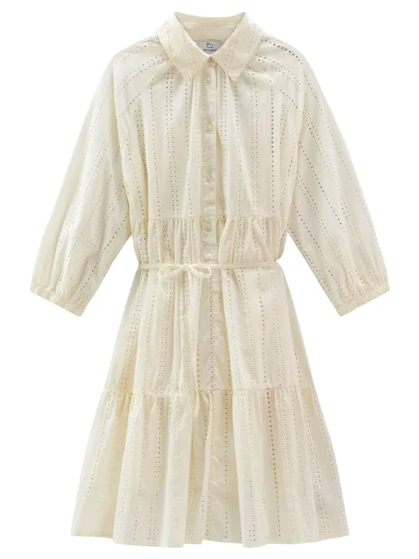 Woolrich Broderie Anglaise Cotton Shirtdress - Neutrals