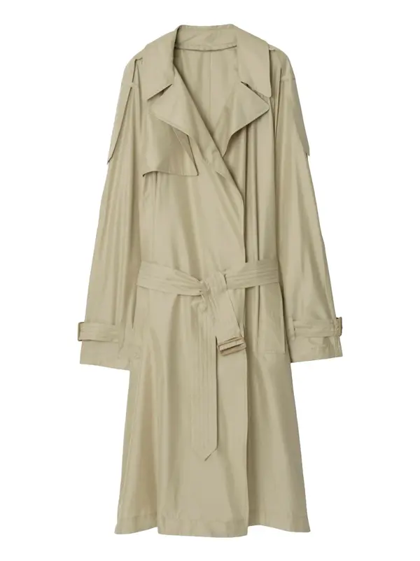 Burberry Silk Twill Trench Coat - Neutrals
