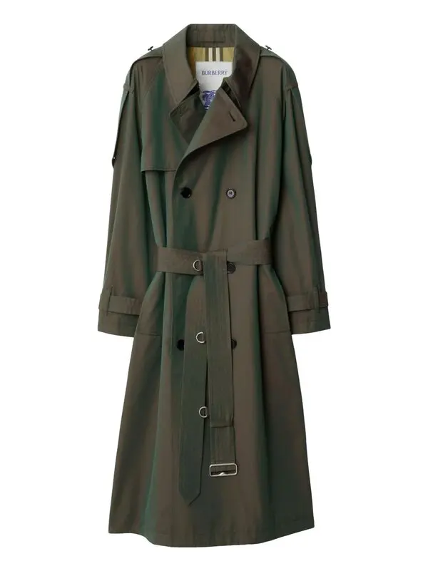 Burberry Long Cotton Trench Coat - Green