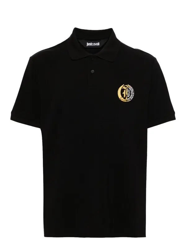 Just Cavalli Logo-print Piqué Polo Shirt - Black