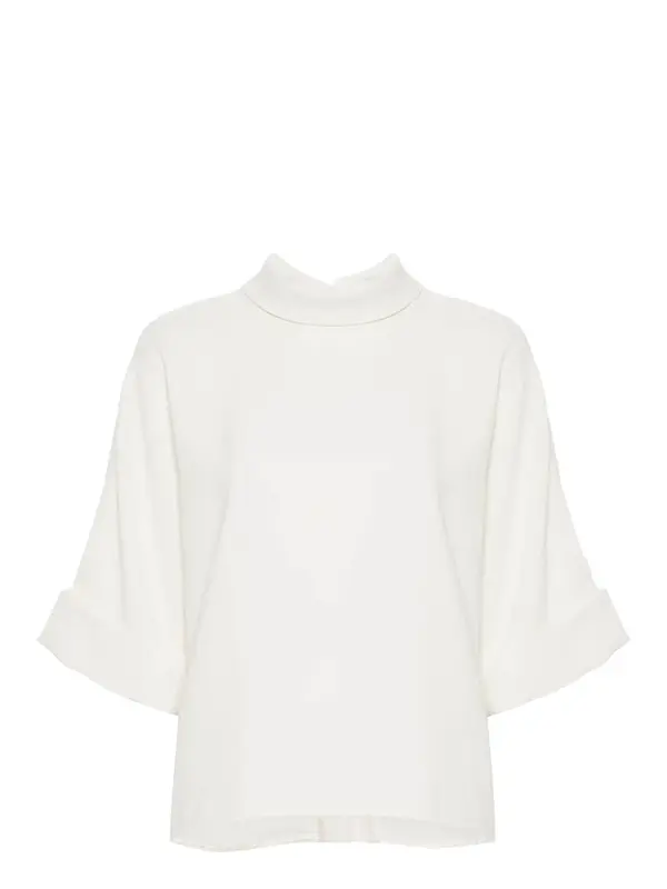 Mark Kenly Domino Tan Bailee Crepe Blouse - Neutrals