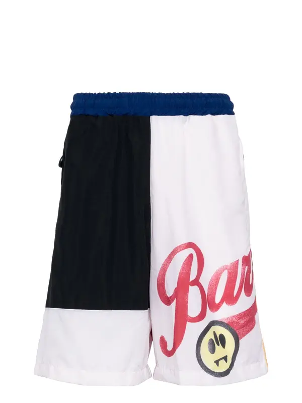 BARROW Panelled Color-block Track Shorts - White