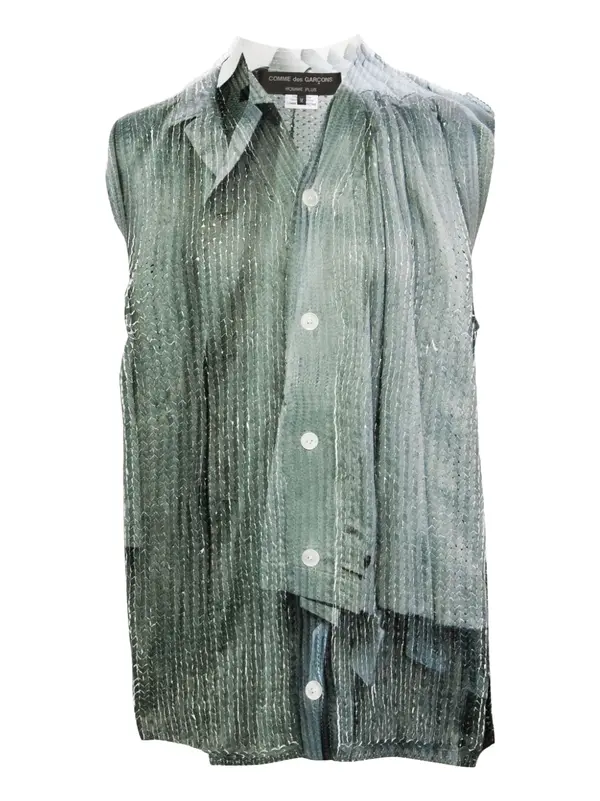 Comme Des Garçons Abstract Print Vest - Green