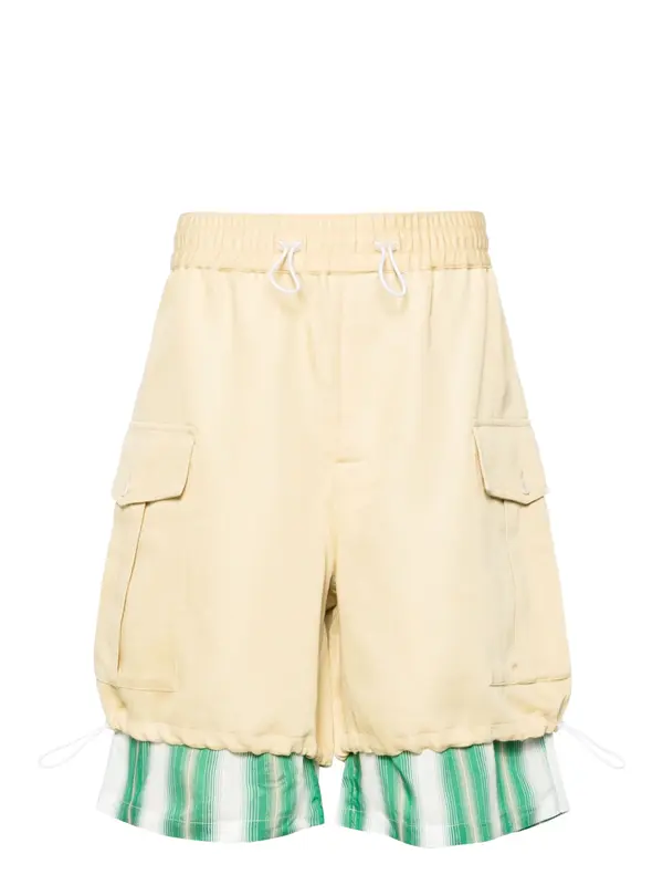 WALES BONNER Layered Twill Cargo Shorts - Yellow