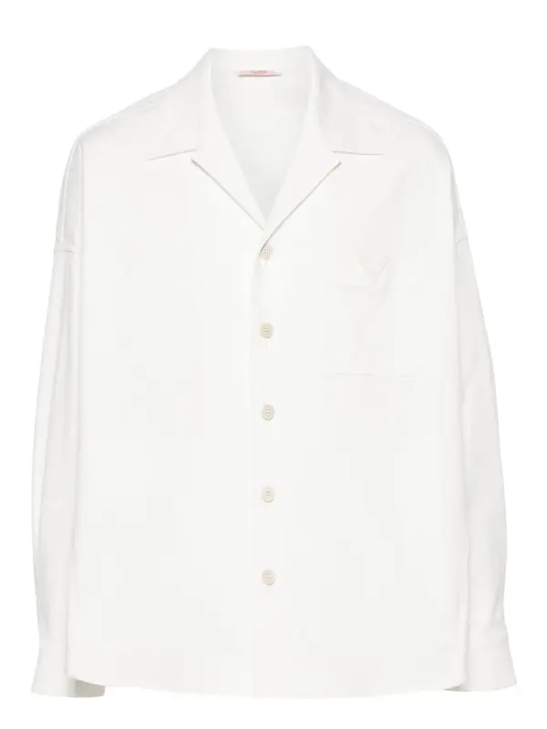 Valentino Garavani Rubberized-logo Canvas Shirt Jacket - White