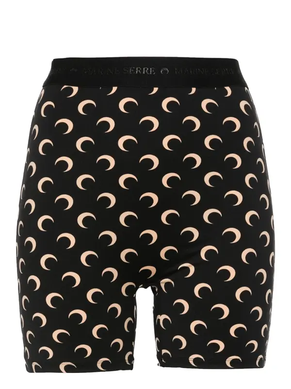 MARINE SERRE Crescent Moon Print Shorts - Black