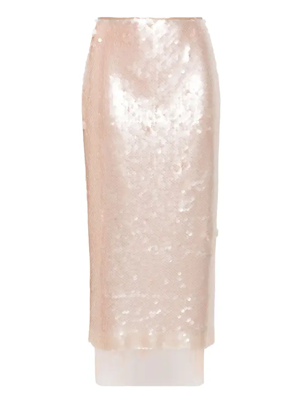V:PM ATELIER Sequinned Pencil Skirt - Neutrals