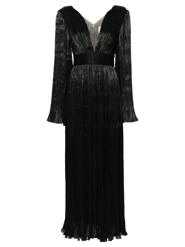 V:PM ATELIER Eva Plissé Maxi Dress - Black