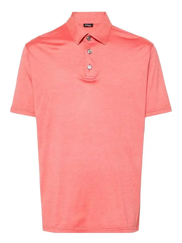 Kiton Mélange Jersey Polo Shirt - Red