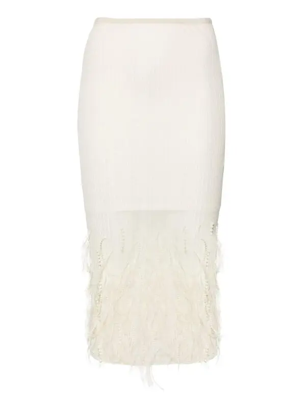 Patrizia Pepe Feather-detailing Midi Skirt - Neutrals