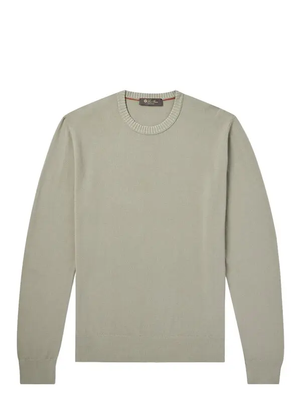 Loro Piana Cotton And Silk-blend Piqué Sweater - Green