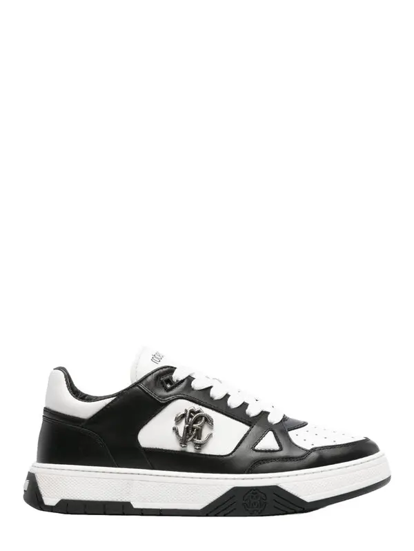 Roberto Cavalli Rc Plaque Leather Sneakers - Black