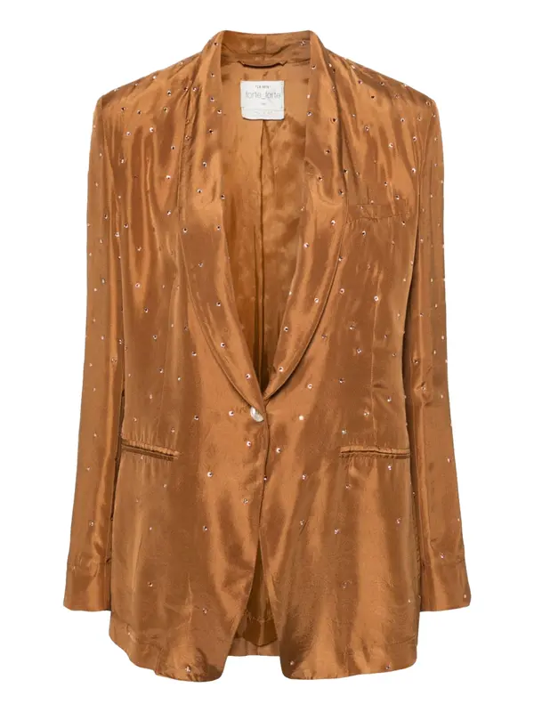 FORTE_FORTE Crystal-embellished Blazer - Brown