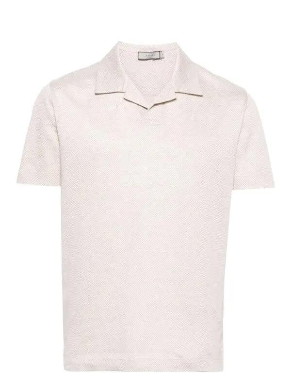 Canali Camp-collar Cotton Polo Shirt - Neutrals
