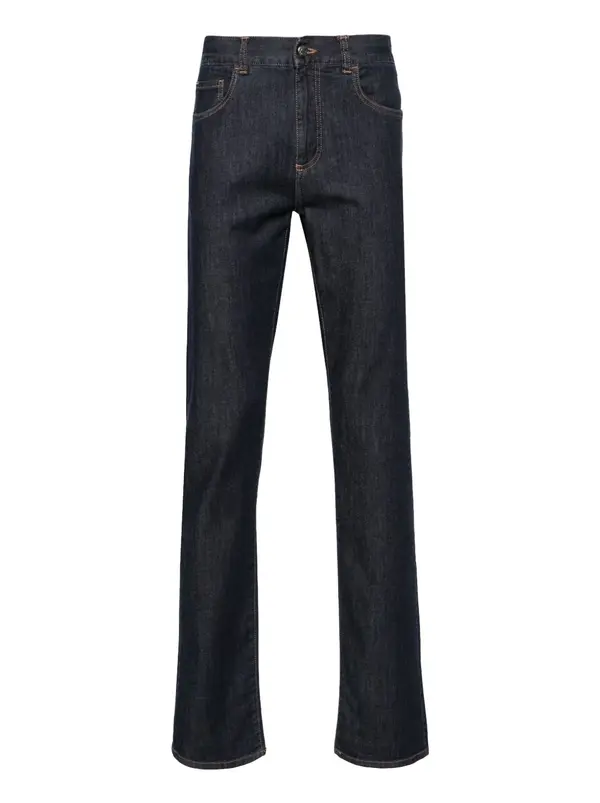 Canali Slim-cut Denim Pants - Blue