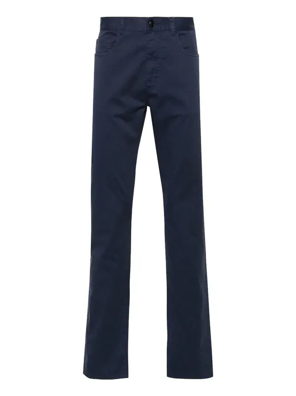 Canali Mid-rise Straight-leg Trousers - Blue