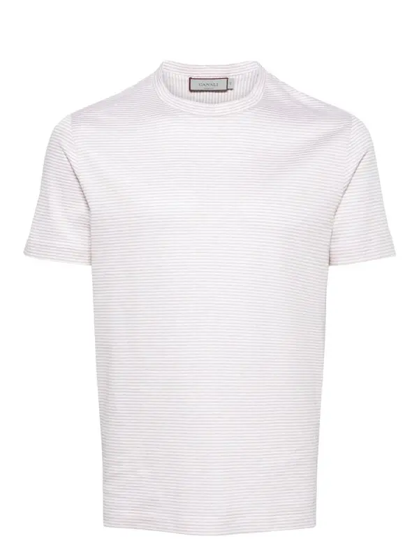 Canali Striped Crew-neck T-shirt - Neutrals