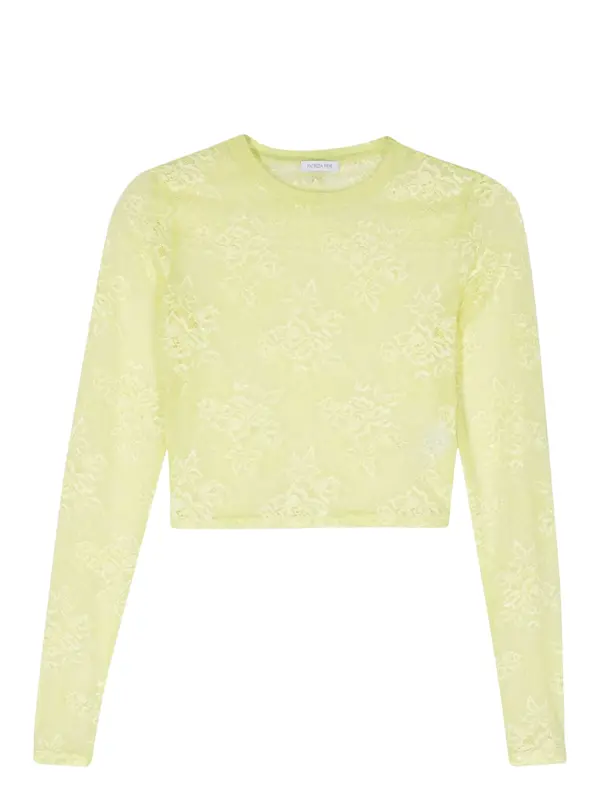 Patrizia Pepe Floral-lace Sheer Crop Top - Green