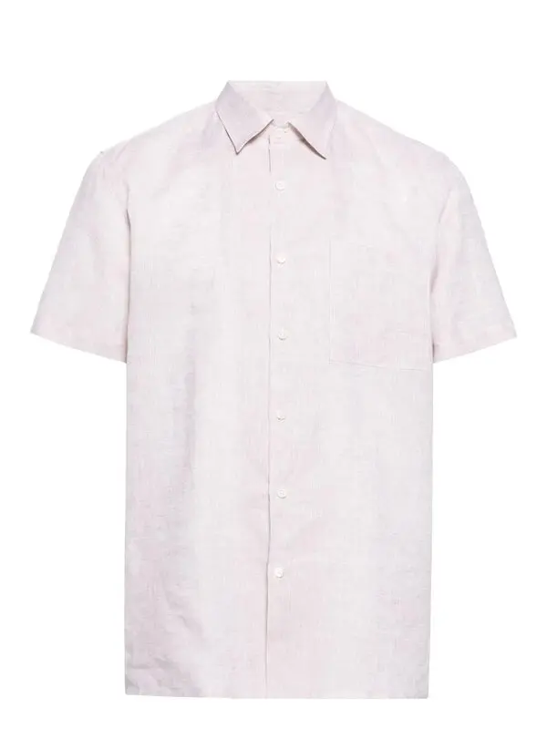 Canali Classic-collar Linen Shirt - Neutrals