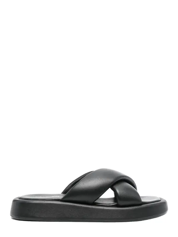 VAMSKO Pillow Padded Leather Sandals - Black
