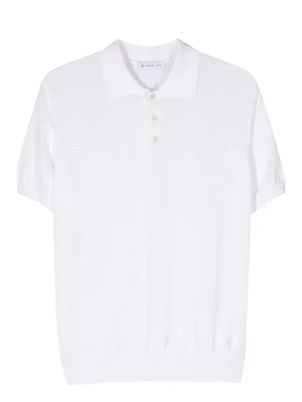 MANUEL RITZ Logo-embroidered Fine-knit Polo Shirt - White