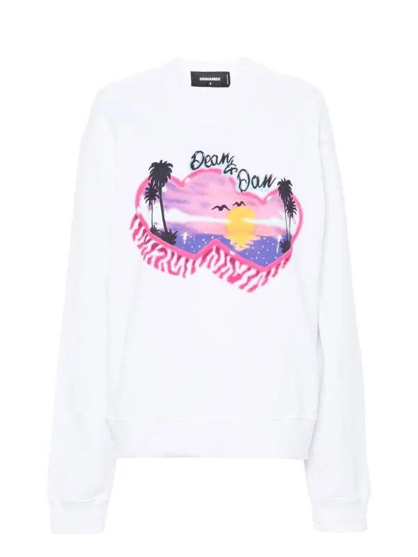 Dsquared2 Dean & Dan Cotton Sweatshirt - White