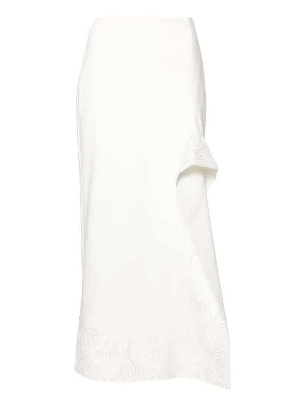 V:PM ATELIER Lynn Floral-embroidered Pencil Skirt - White