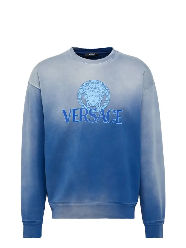 Versace Medusa Tie-dye Cotton Jersey Sweatshirt - Blue