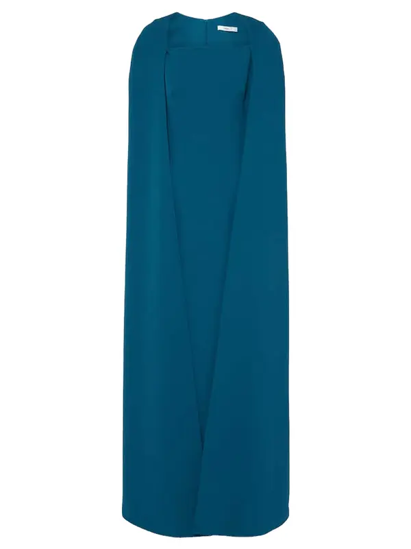 Safiyaa Cinza Caped Crêpe Gown - Blue