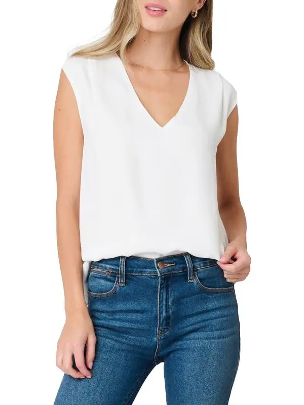 GIBSONLOOK V-neck Sleeveless Top - Ivory