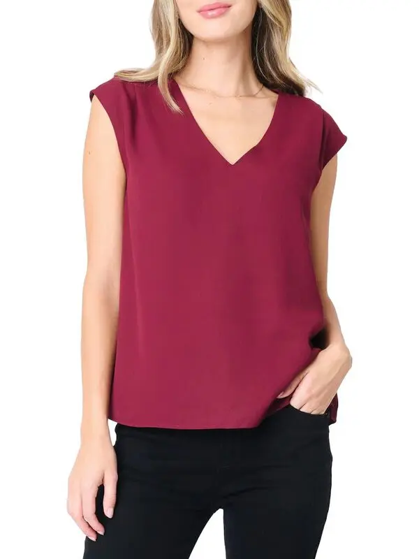 GIBSONLOOK V-neck Sleeveless Top - Wine